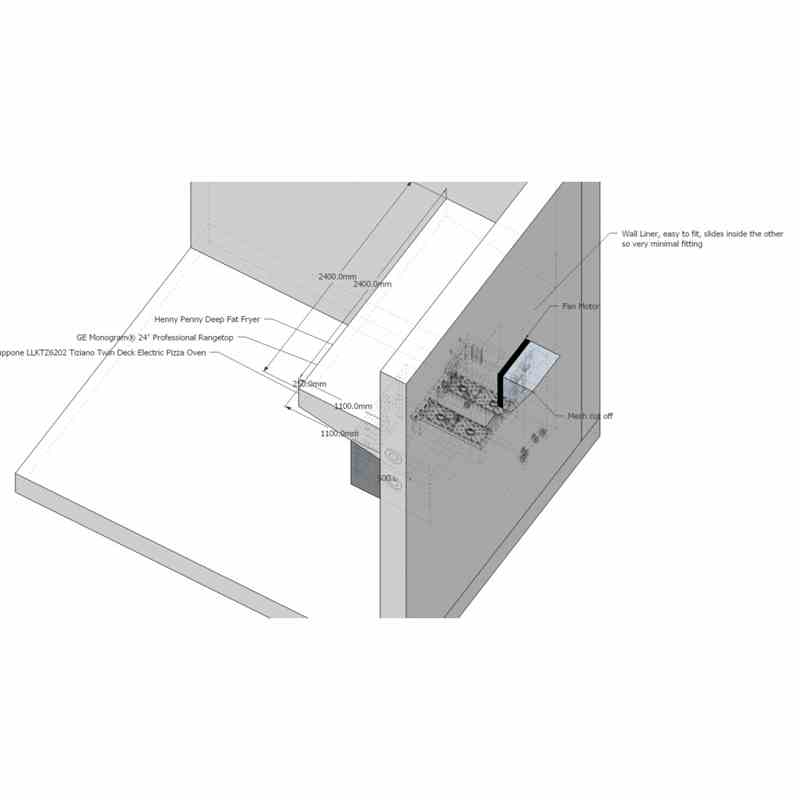 Commercial Kitchen Extraction Hood 2440mm Kit